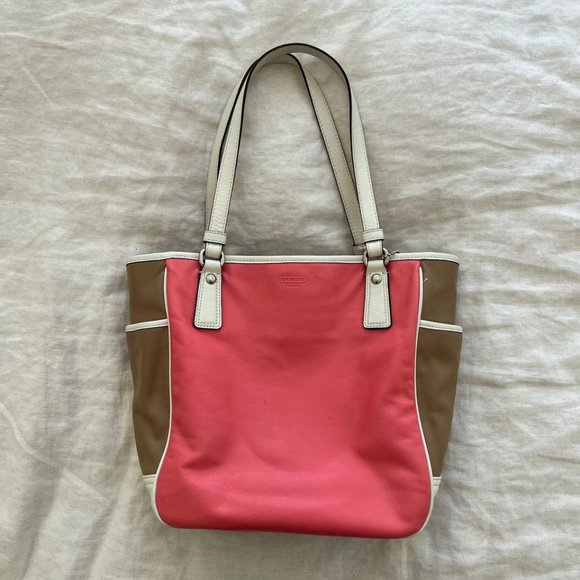 Coach | Bags | Coach Coral Leather Tote Handbag | Poshmark